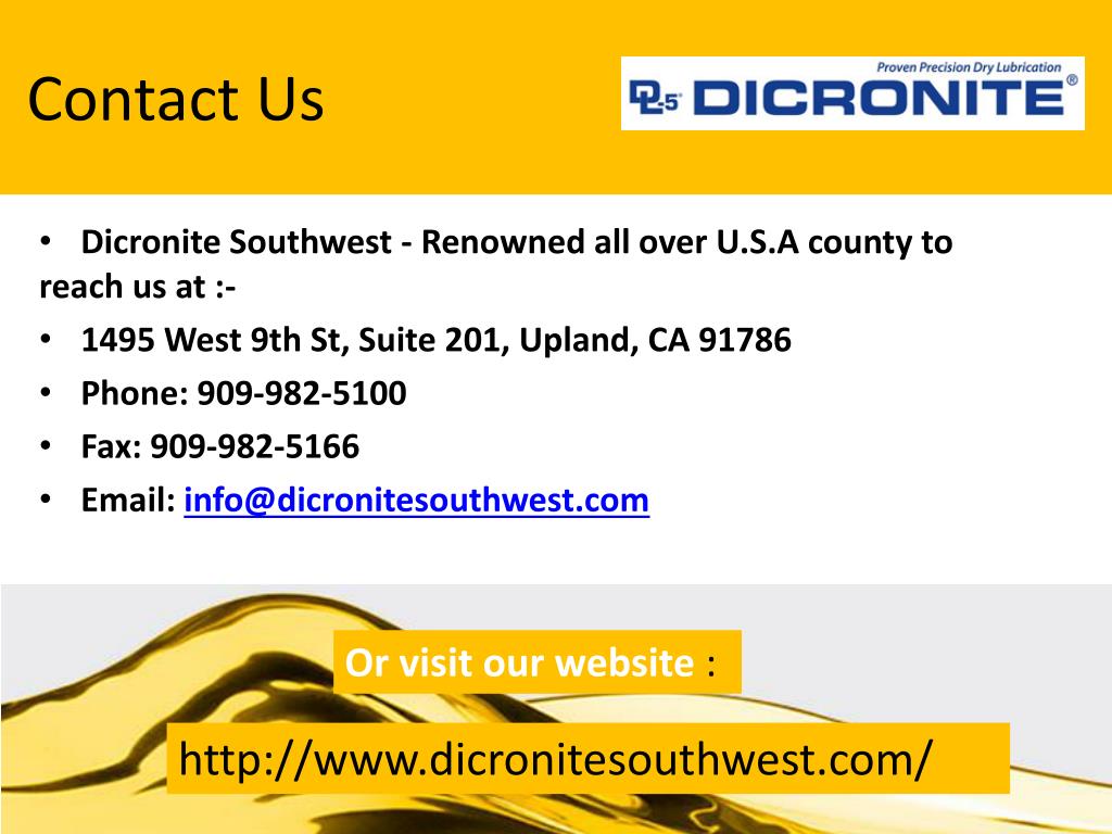 PPT - Dicronite Southwest - Best Dry Lubricant Supplier in U.S.A ...