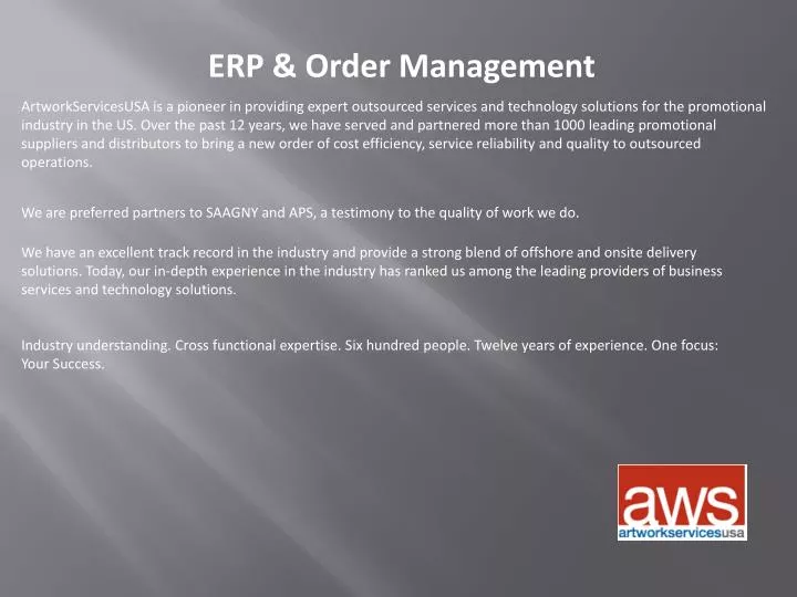 PPT - ERP and Order Management Services PowerPoint Presentation, free ...