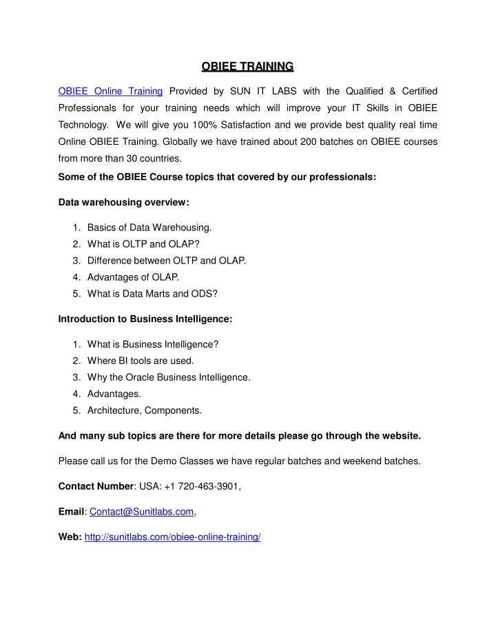 Ppt Obiee Training In India Powerpoint Presentation Free Download